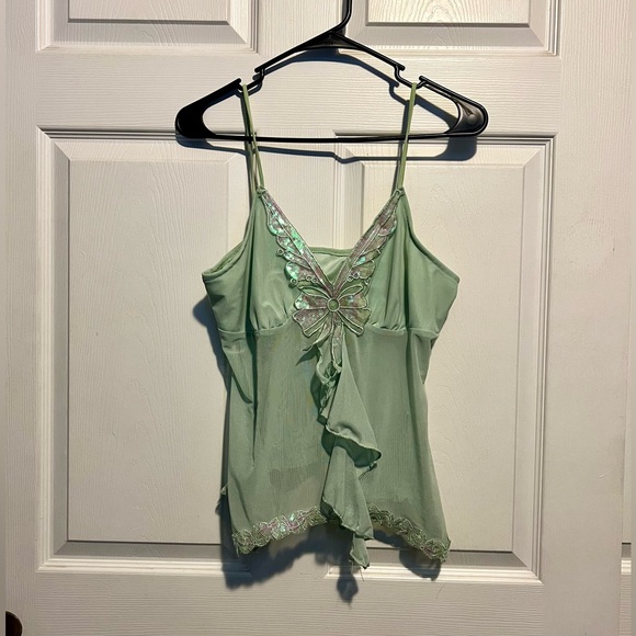 Tops | Cottage Core Butterfly Pastel Green Tank Top | Poshmark